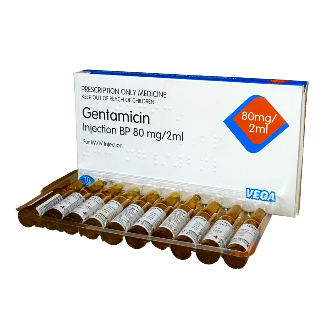 GENTAMICIN INJ 80MG/2ML 10'S | Meldinpharma